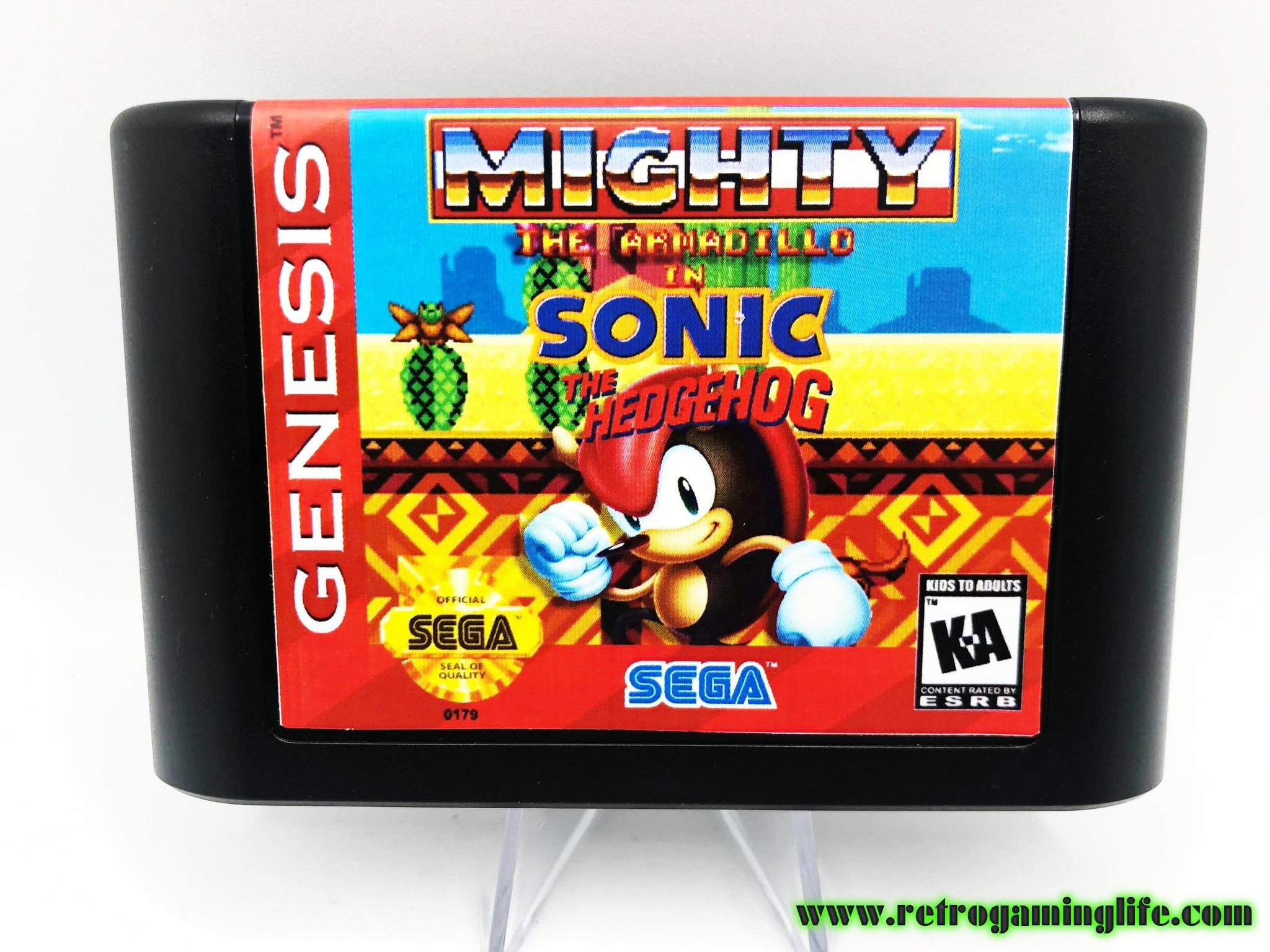 Mighty the Armadillo in Sonic the Hedgehog Sega Genesis Game Cart Repr ...